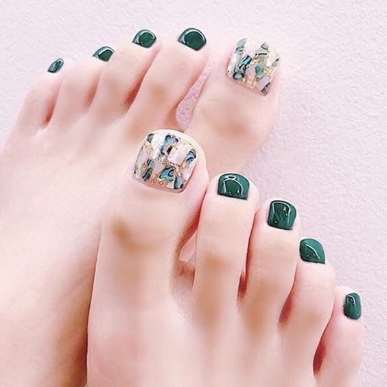 Step into nature – reveal the charm of moss green toenails – Fashion ...
