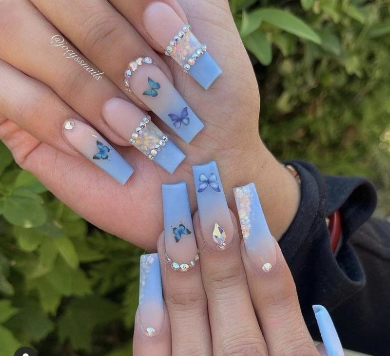 Top 97 Best Clear Blue Nails For Women – Transparent Fingernail Design ...