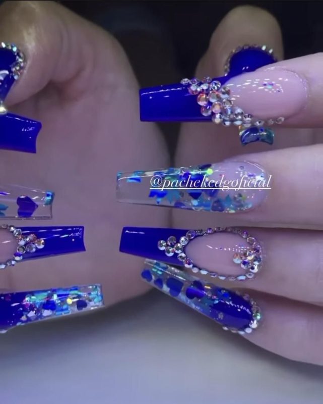 Top 97 Best Clear Blue Nails For Women – Transparent Fingernail Design ...